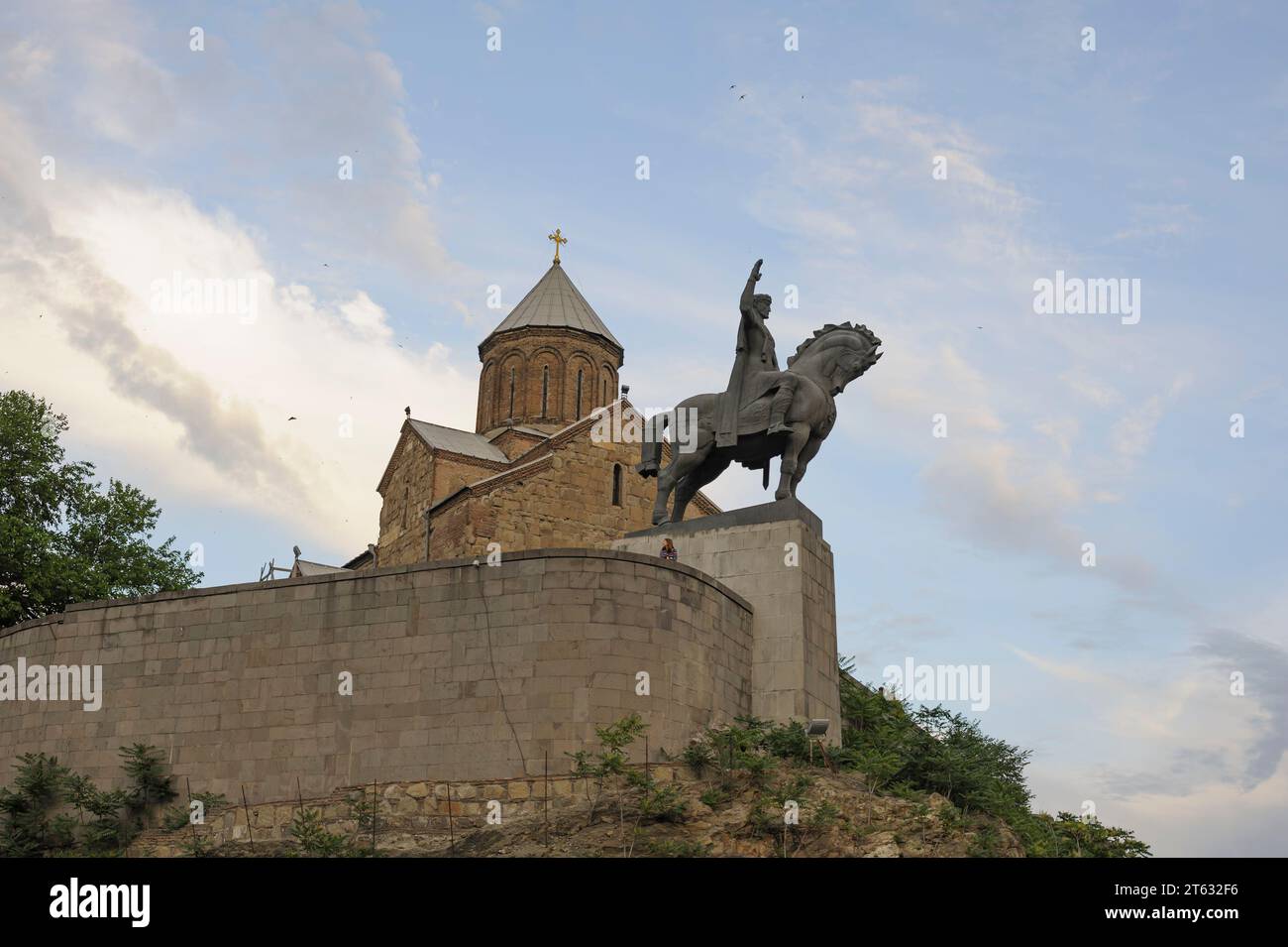 Georgia, Tbilisi, May 23rd, 2012. Statue of King Vakhtang Gorgasali ...
