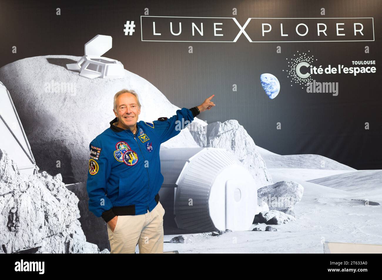 Portrait of Philippe Perrin, Astronaut, in front of the LuneXplorer ...