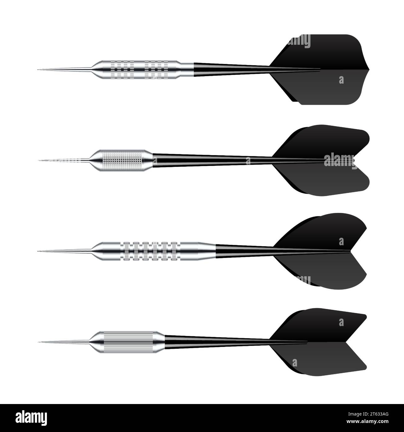Black dart arrows with metal tip isolated on white background. Dart ...