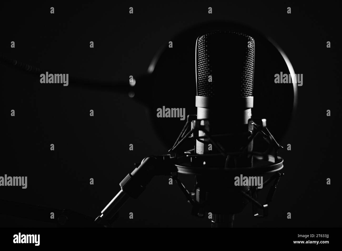 Professional microphone in dark Black and White Stock Photos & Images ...
