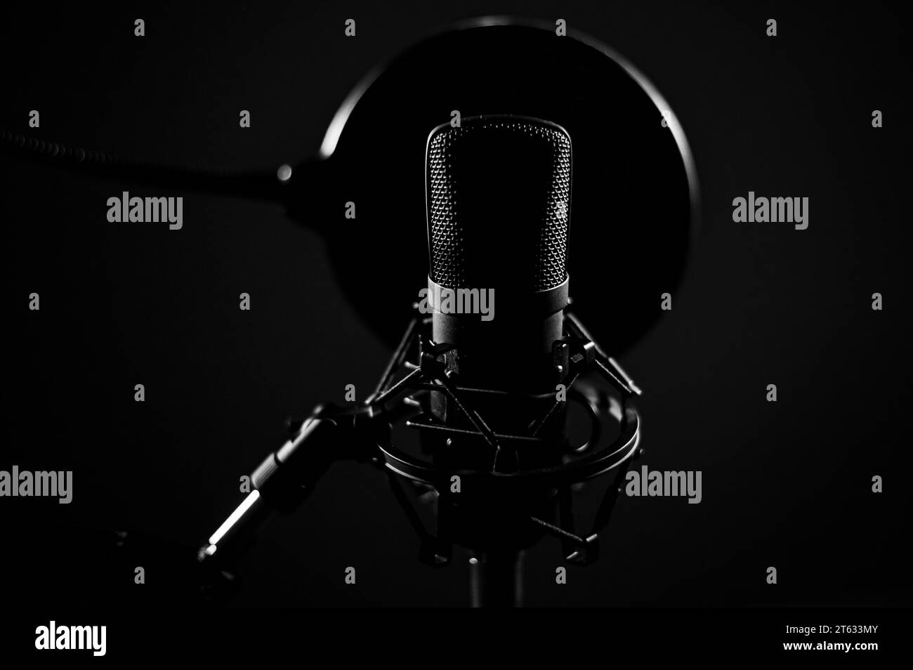 Podcast recording microphone Black and White Stock Photos & Images - Alamy