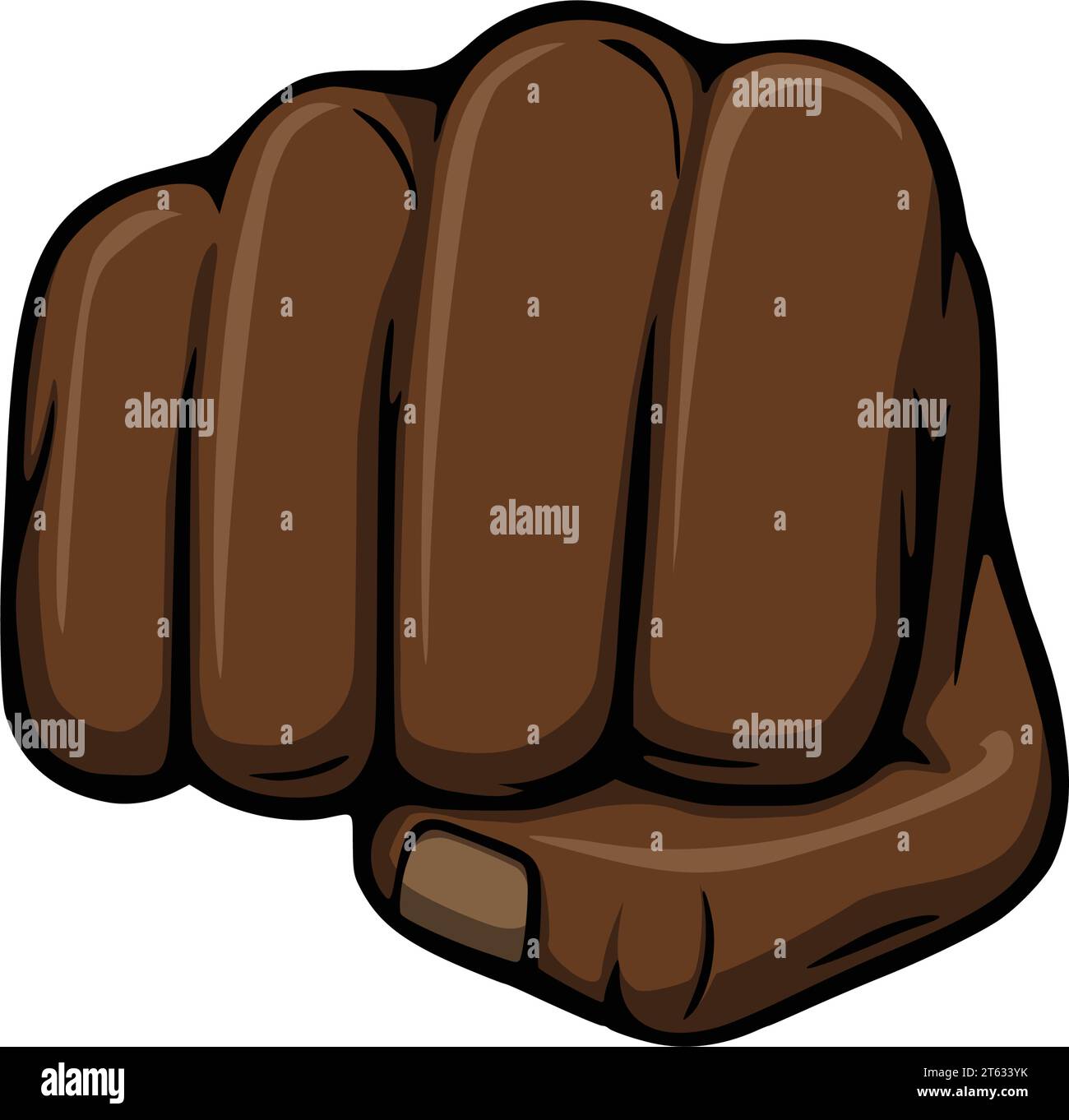 fist front view dark brown black african illustration black and white ...