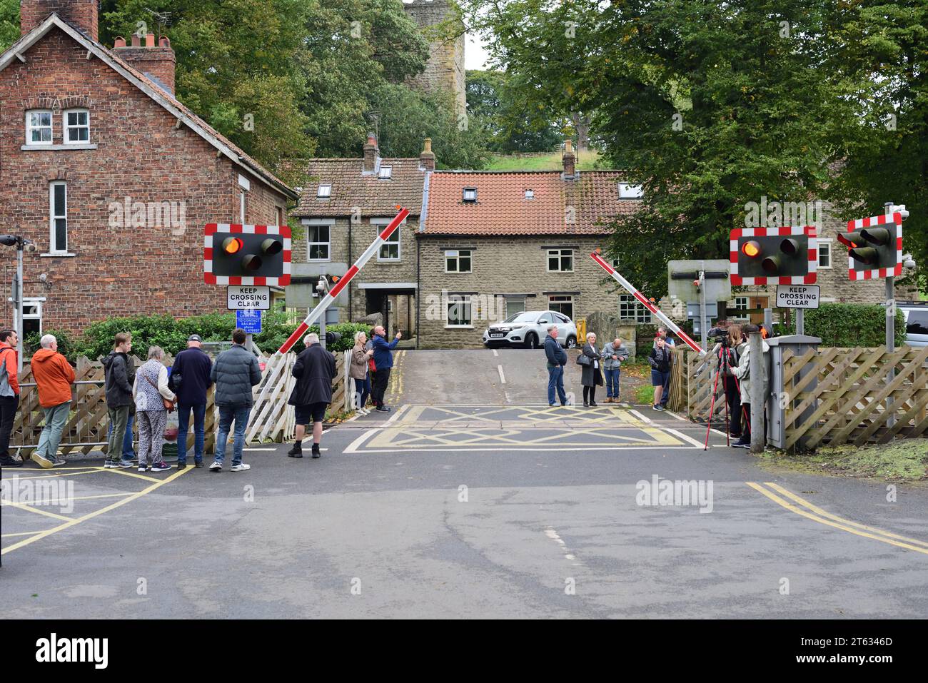 Automatic lifting barriers at the level crossing on the North Yorkshire ...