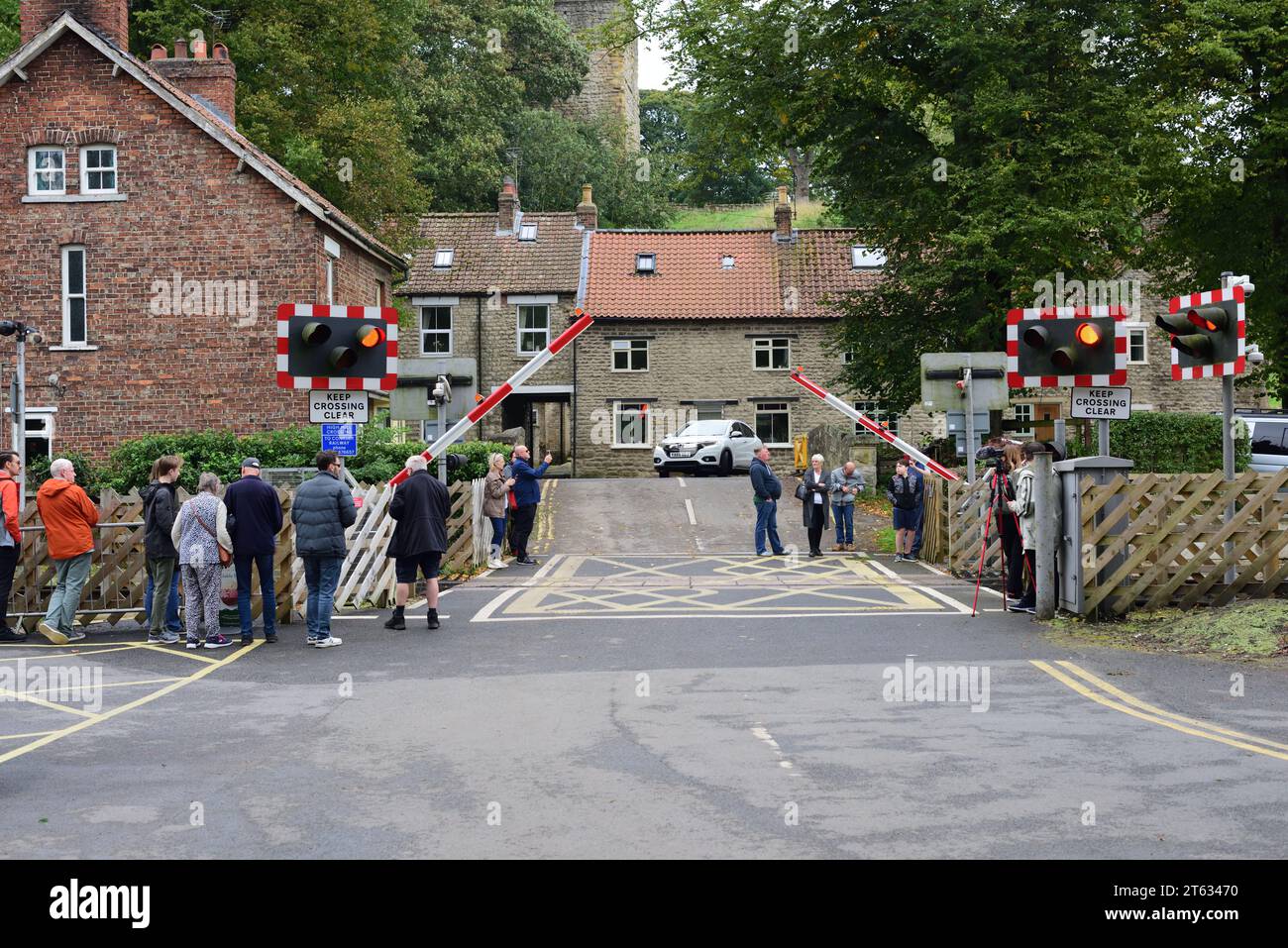 Automatic lifting barriers at the level crossing on the North Yorkshire ...