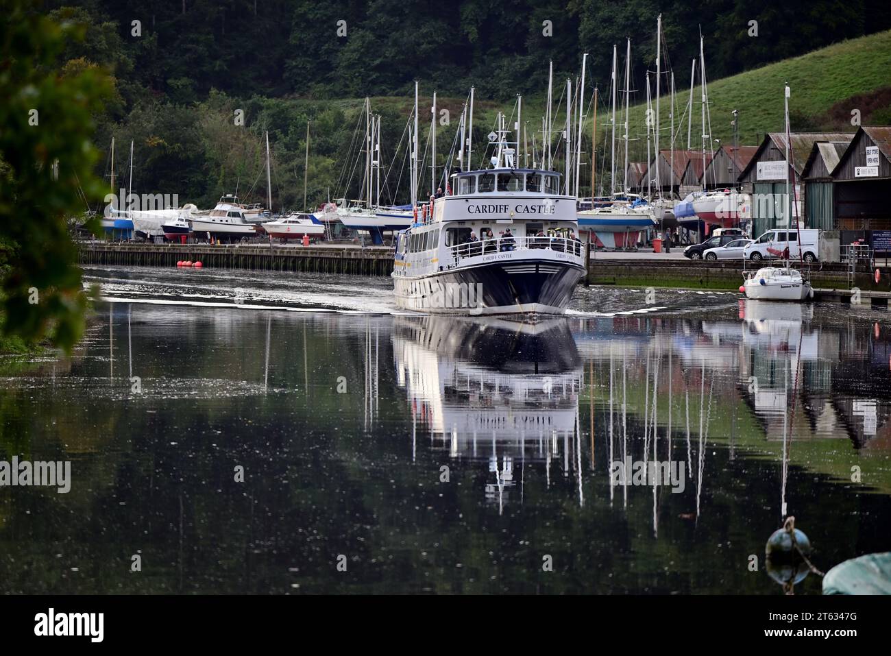 Reflections in the river Dart at Totnes, South Devon, as Dartmouth ...