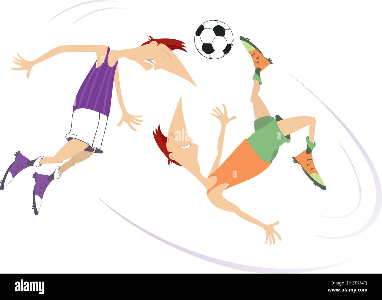 Two football players fight for the ball. Two soccer players on the ...