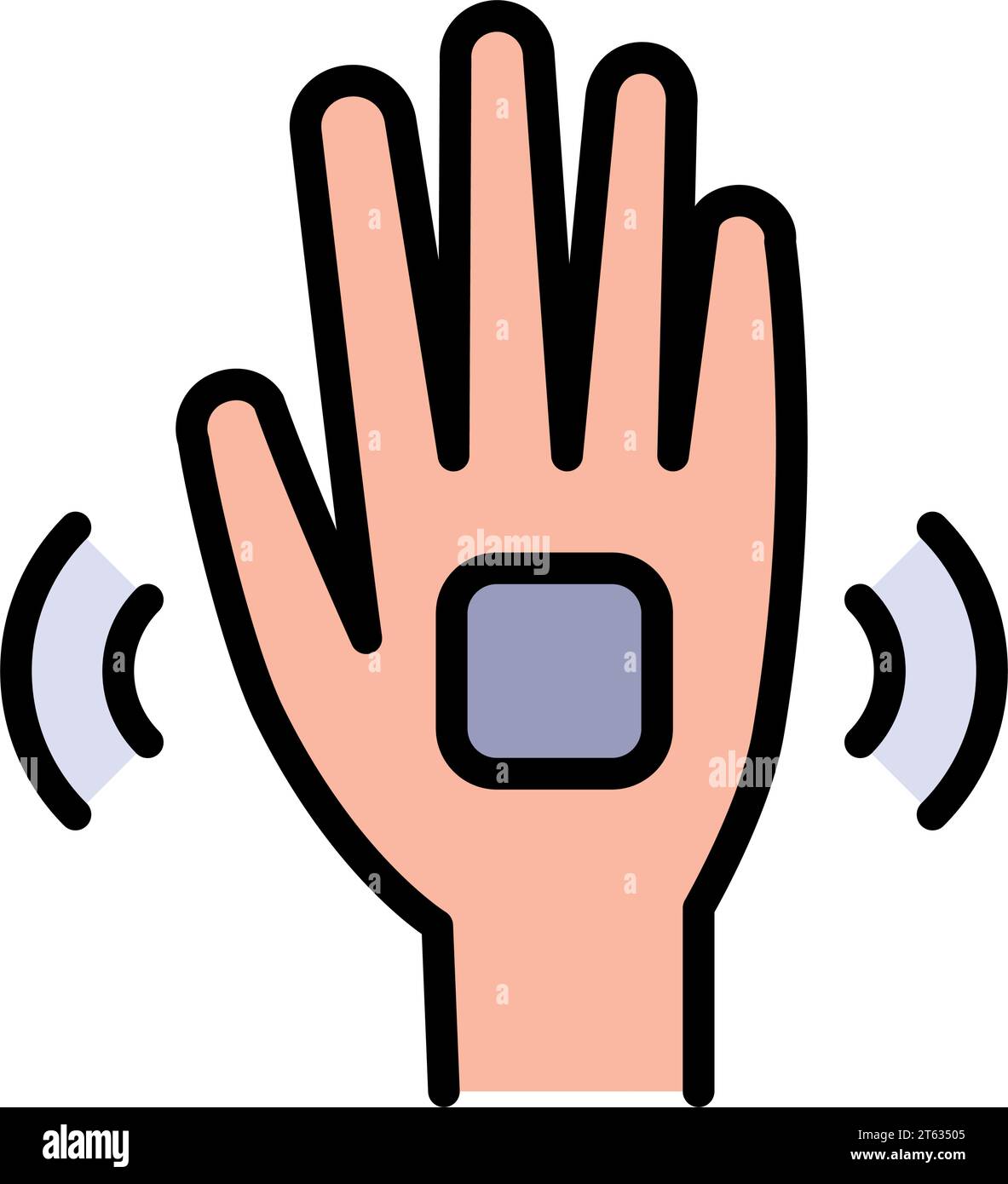 Hearing aid gadget icon vector. Hearing aid sign in hand. Isolated ...
