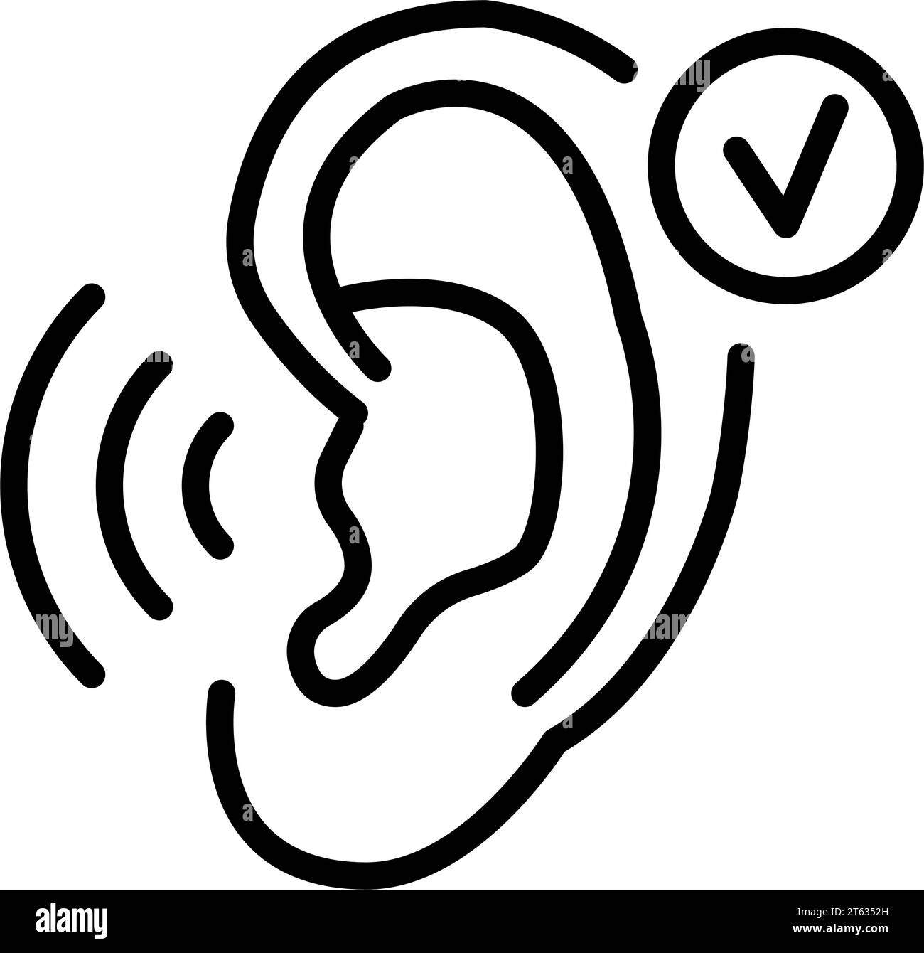 Ear outline vector icon, hearing symbol. Hearing aid gadget sign ...