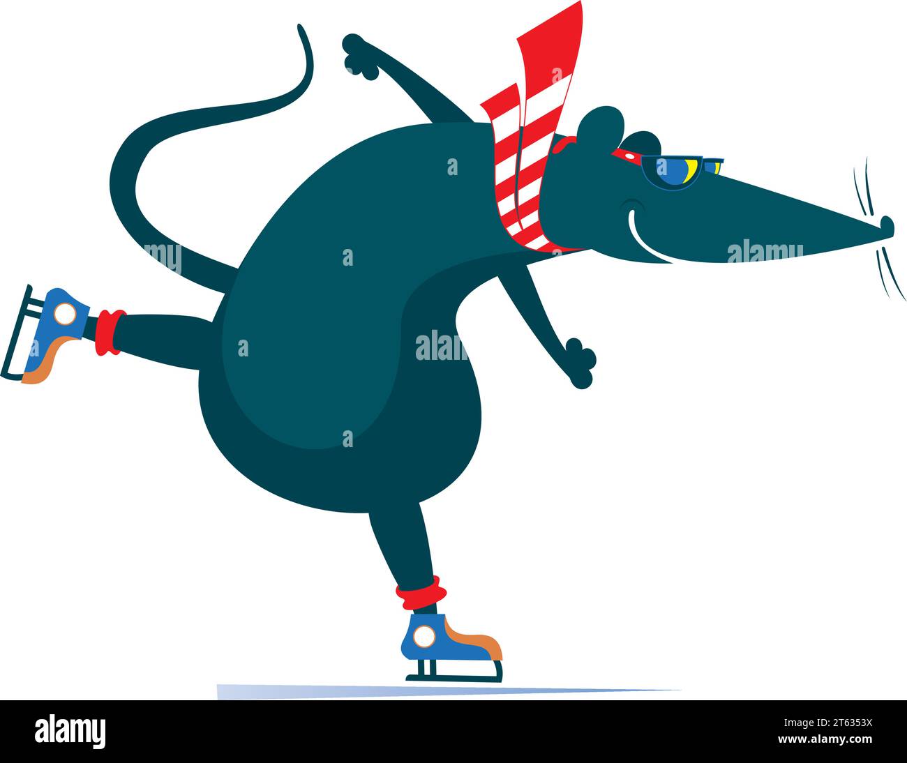 Cute rat or mouse skates. Winter sport. Cute rat or mouse a skater ...