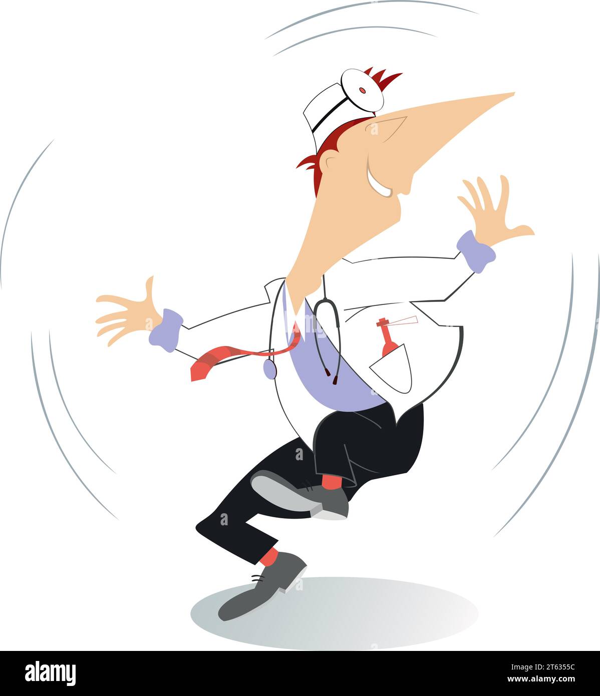 Happy cartoon doctor. Dancing cartoon doctor. Isolated on white ...