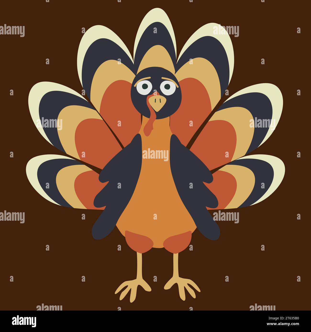 Cartoon style Turkey on dark background. Vector Flat graphic for ...