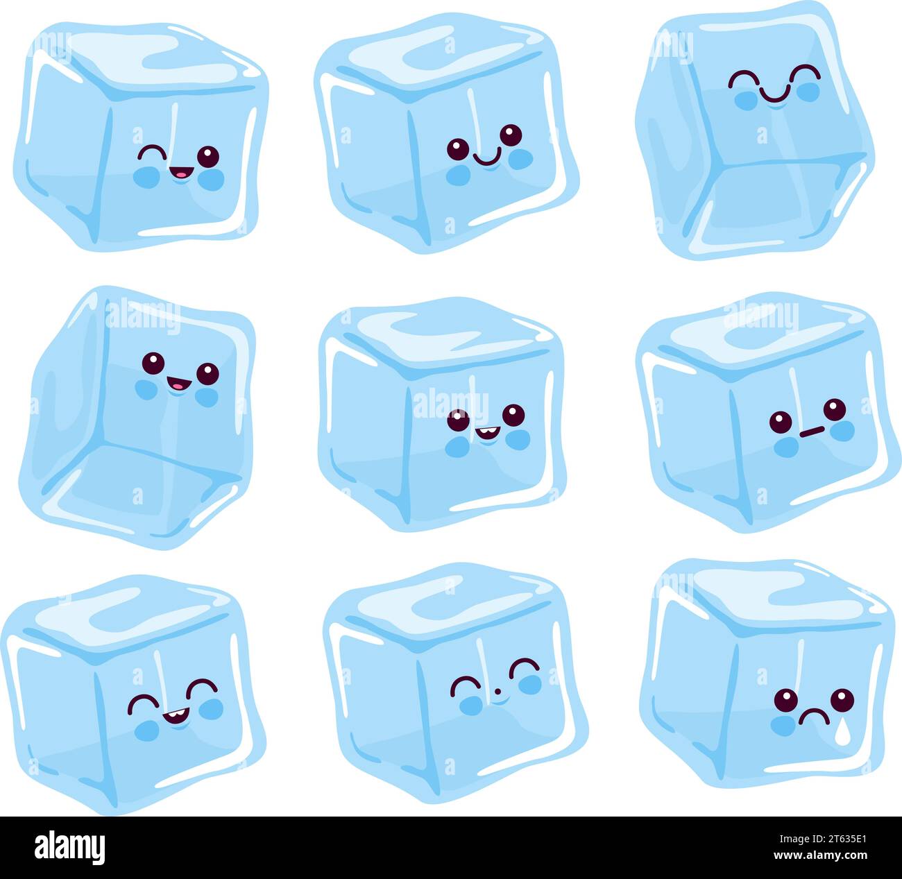 Cute cartoon ice cube characters. Vector illustration Stock Vector ...