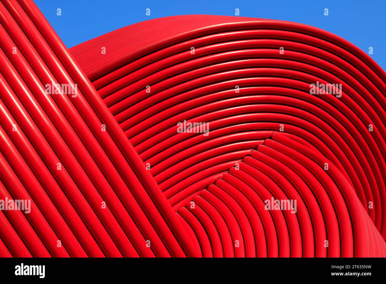 Red steel tube sculpture Stock Photo - Alamy