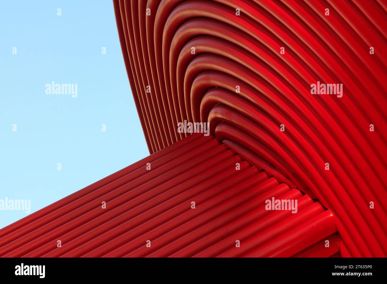 Red steel tube sculpture Stock Photo - Alamy
