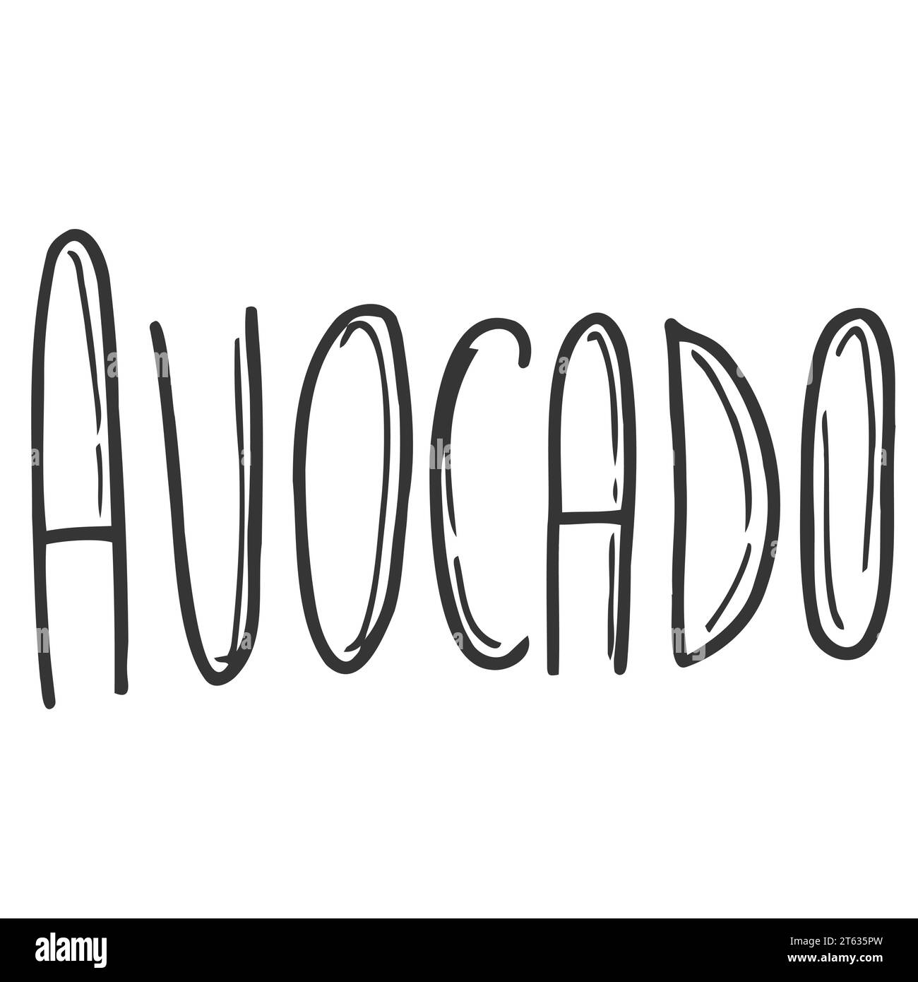 Avocado doodle calligraphy. Handwritten inscription. Avocado logo ...