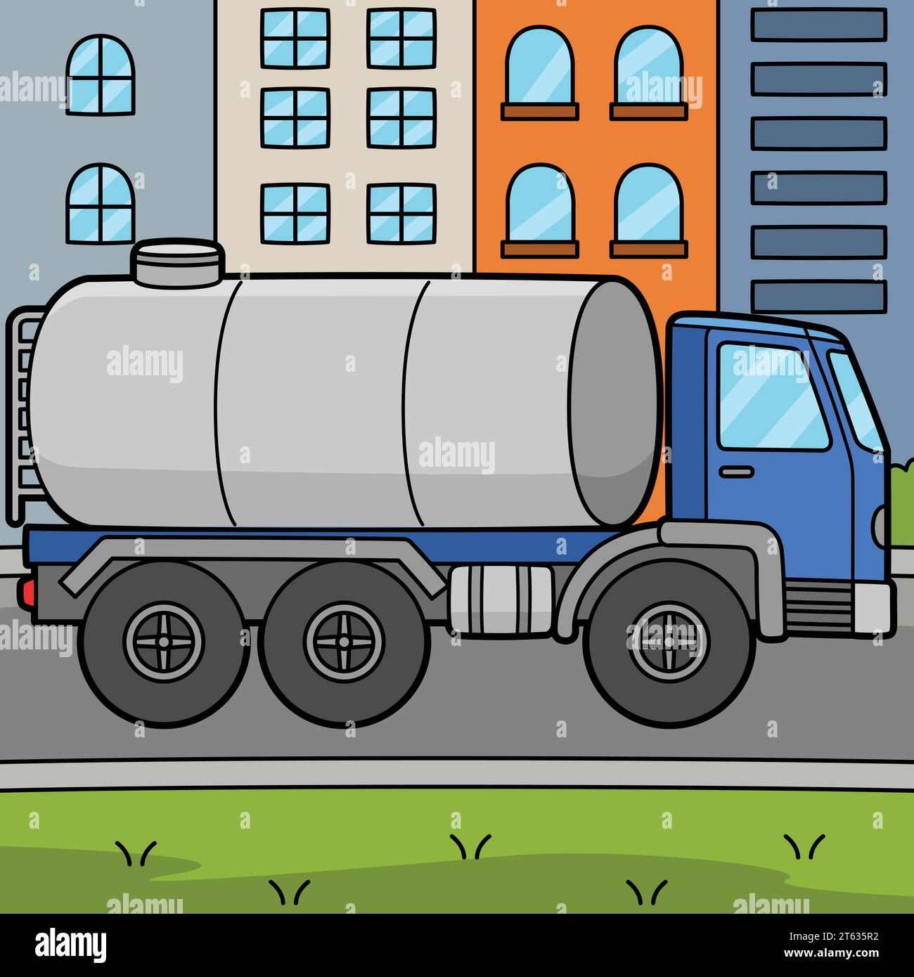 Water Truck Colored Cartoon Illustration Stock Vector Image & Art - Alamy