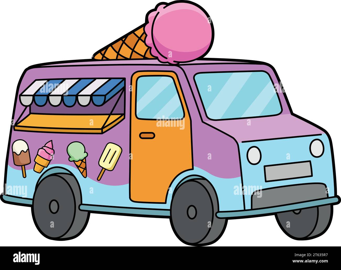 Ice Cream Truck Cartoon Colored Clipart Stock Vector Image & Art - Alamy