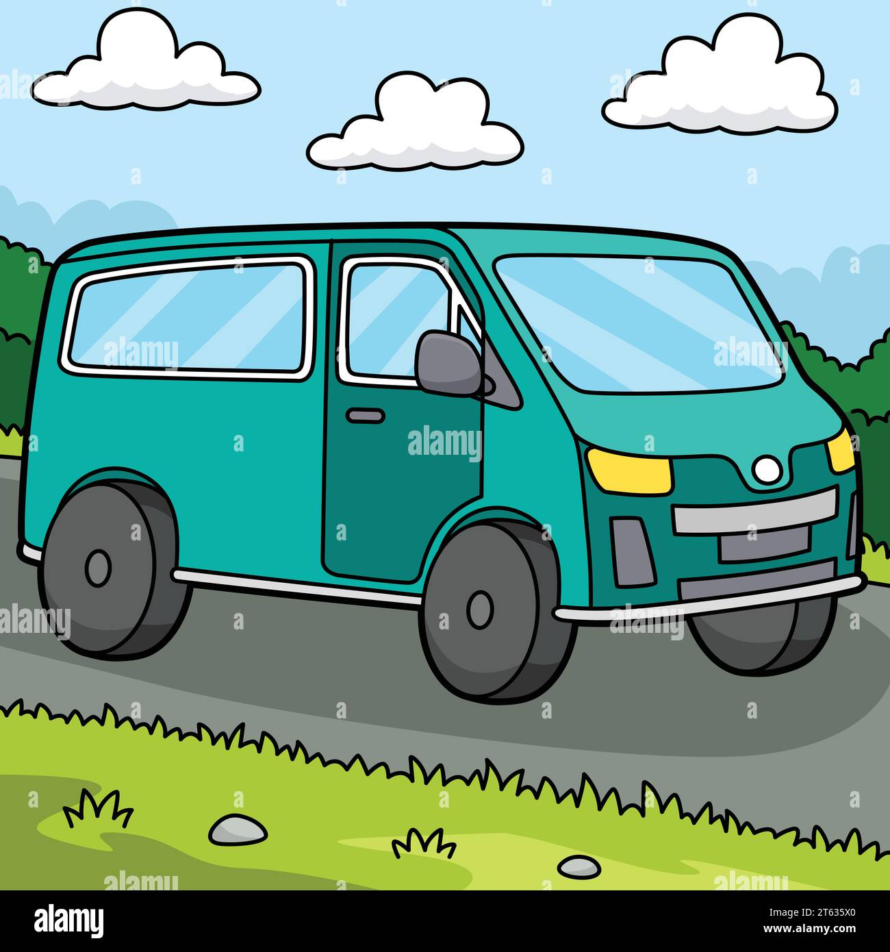 Van Vehicle Colored Cartoon Illustration Stock Vector Image & Art - Alamy