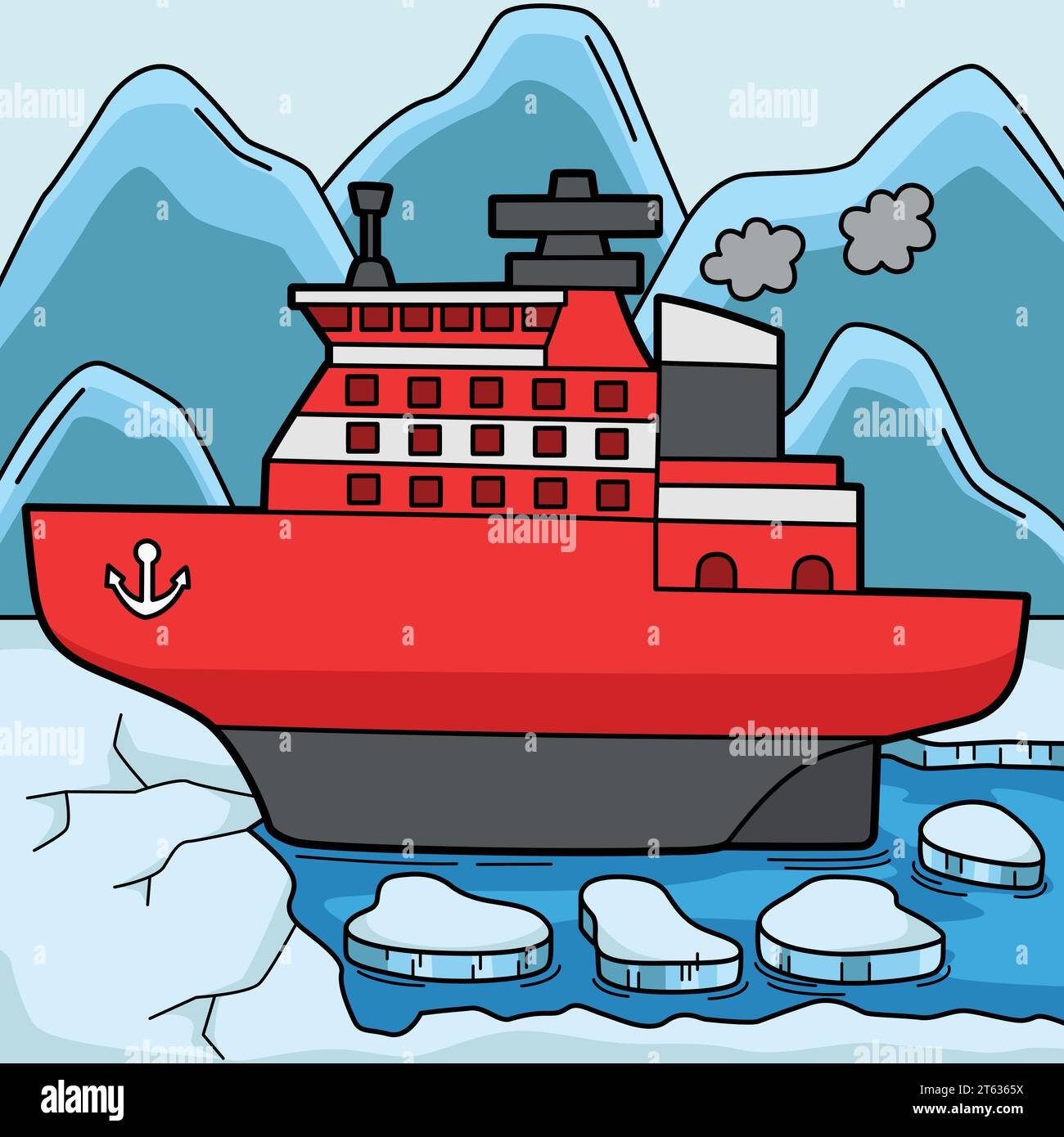 Icebreaker Ship Colored Cartoon Illustration Stock Vector Image & Art ...