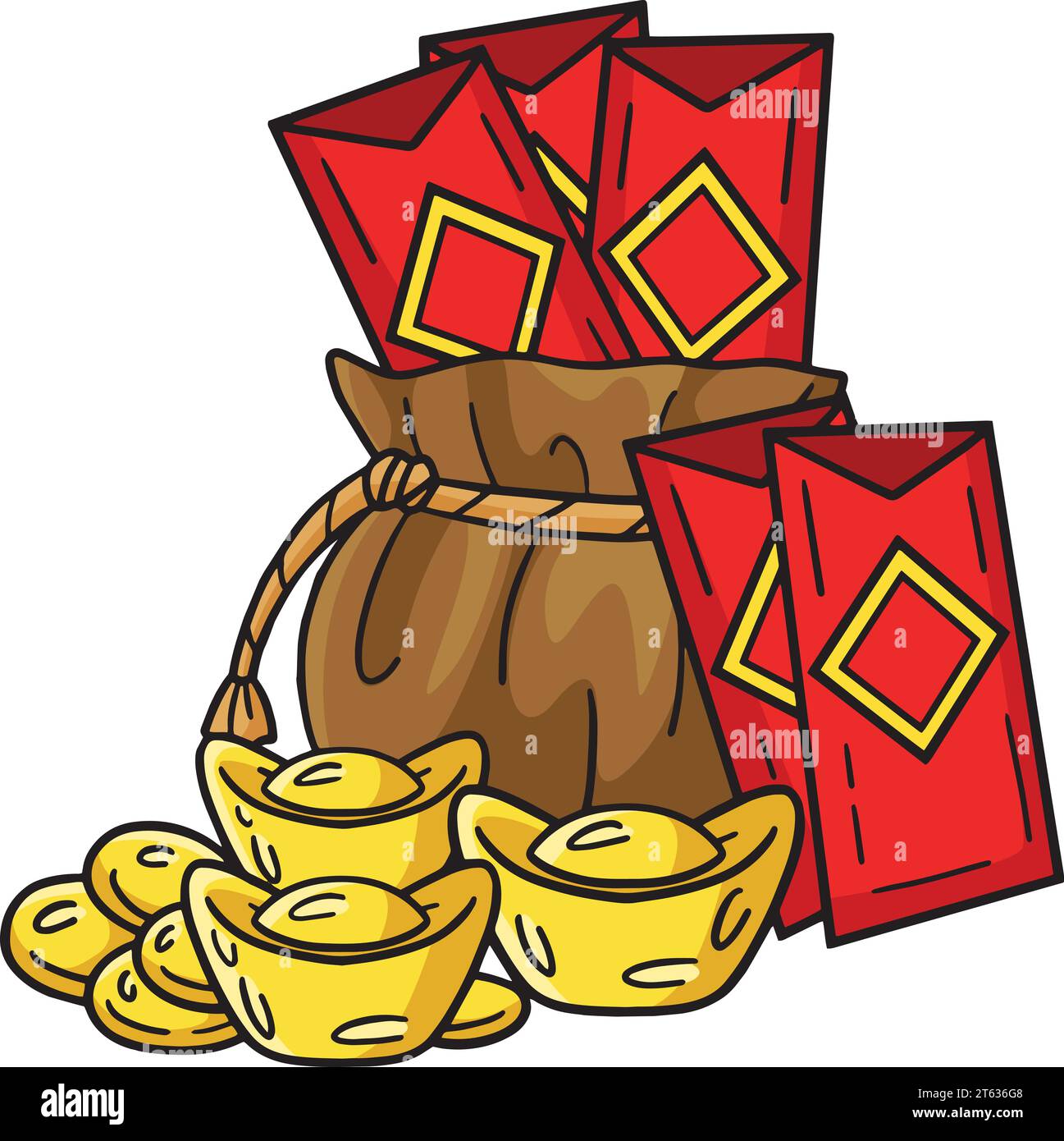 Year of the Dragon Angpao and Gold Ingot Clipart Stock Vector Image ...