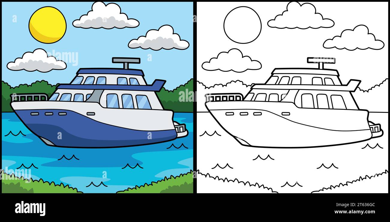 Cartoon yacht coloring Stock Vector Images - Alamy
