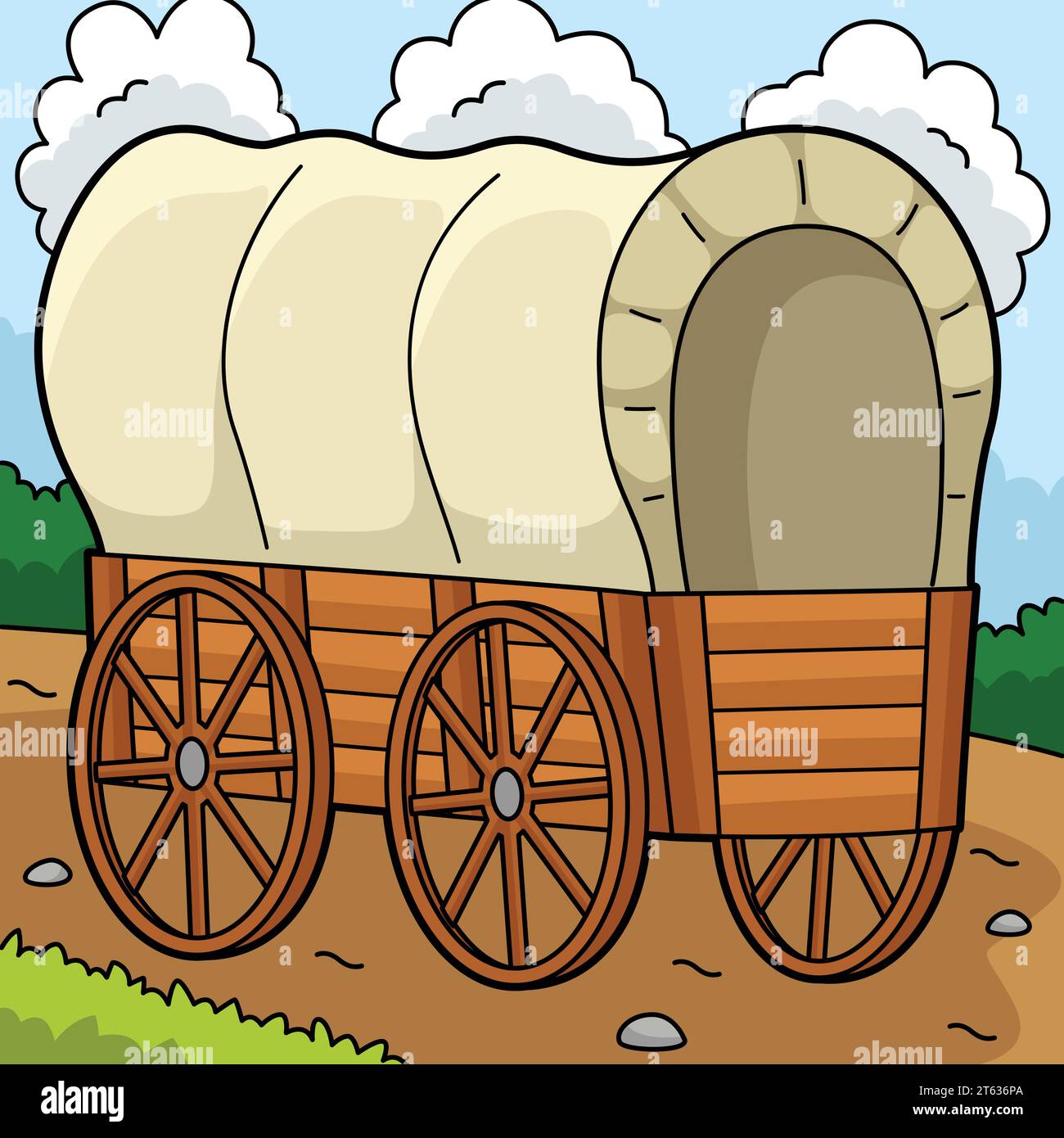 Wagon Vehicle Colored Cartoon Illustration Stock Vector Image & Art - Alamy