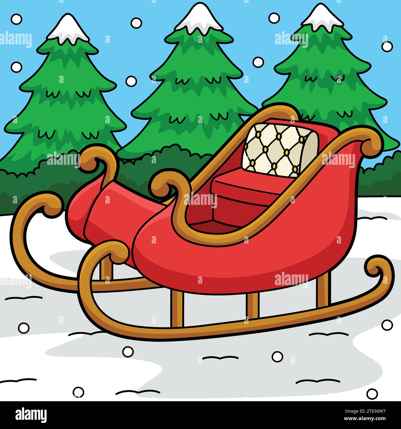Sleigh Vehicle Colored Cartoon Illustration Stock Vector Image & Art ...