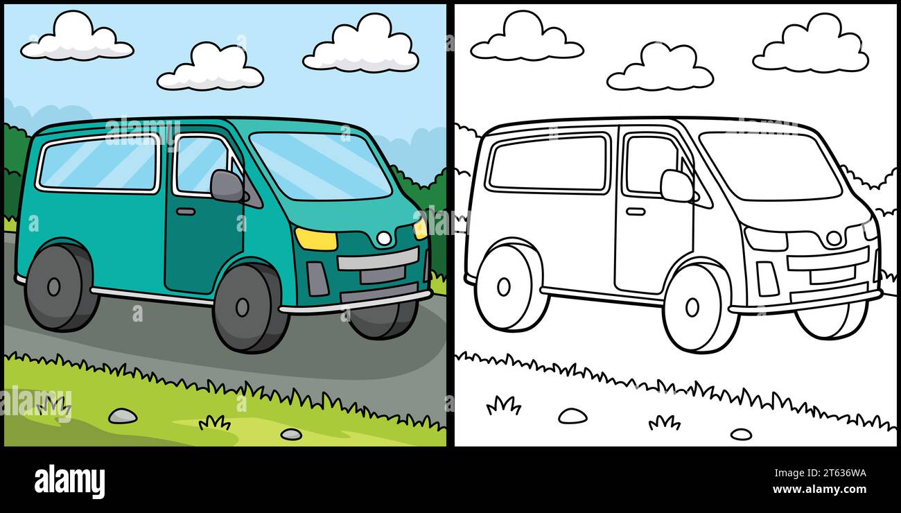 Van Vehicle Coloring Page Colored Illustration Stock Vector Image & Art ...