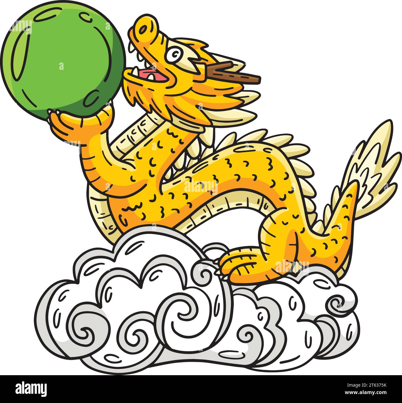 Year of the Dragon with Jade Orb Cartoon Clipart Stock Vector Image ...