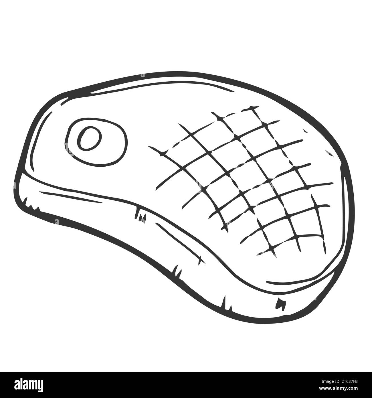 sketch hand drawn Grilled meat steak with sauce and rosemary vector ...