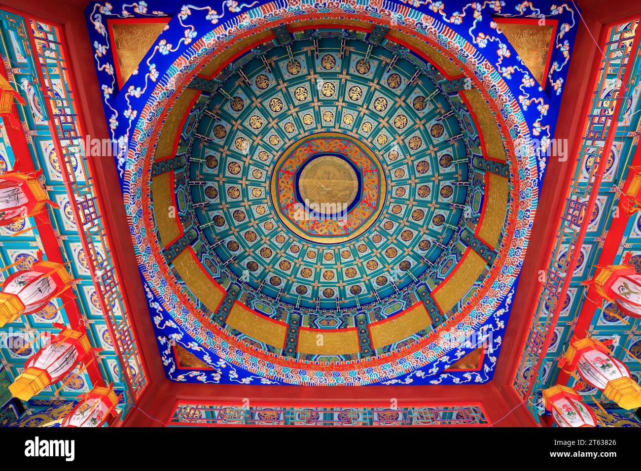 Chinese classical architecture pavilion interior structure Stock Photo ...