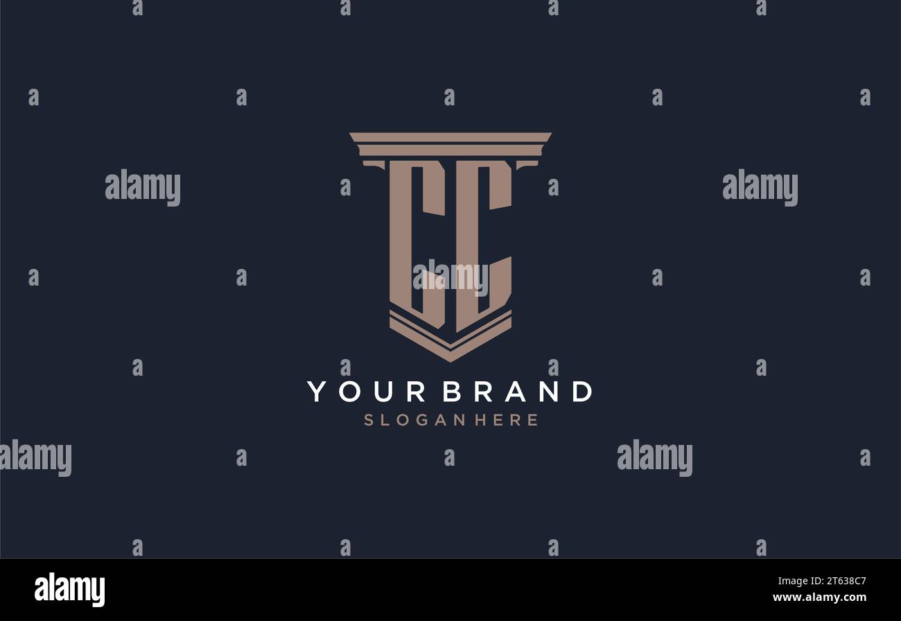 CC initial logo with pillar style, luxury law firm logo design ideas ...