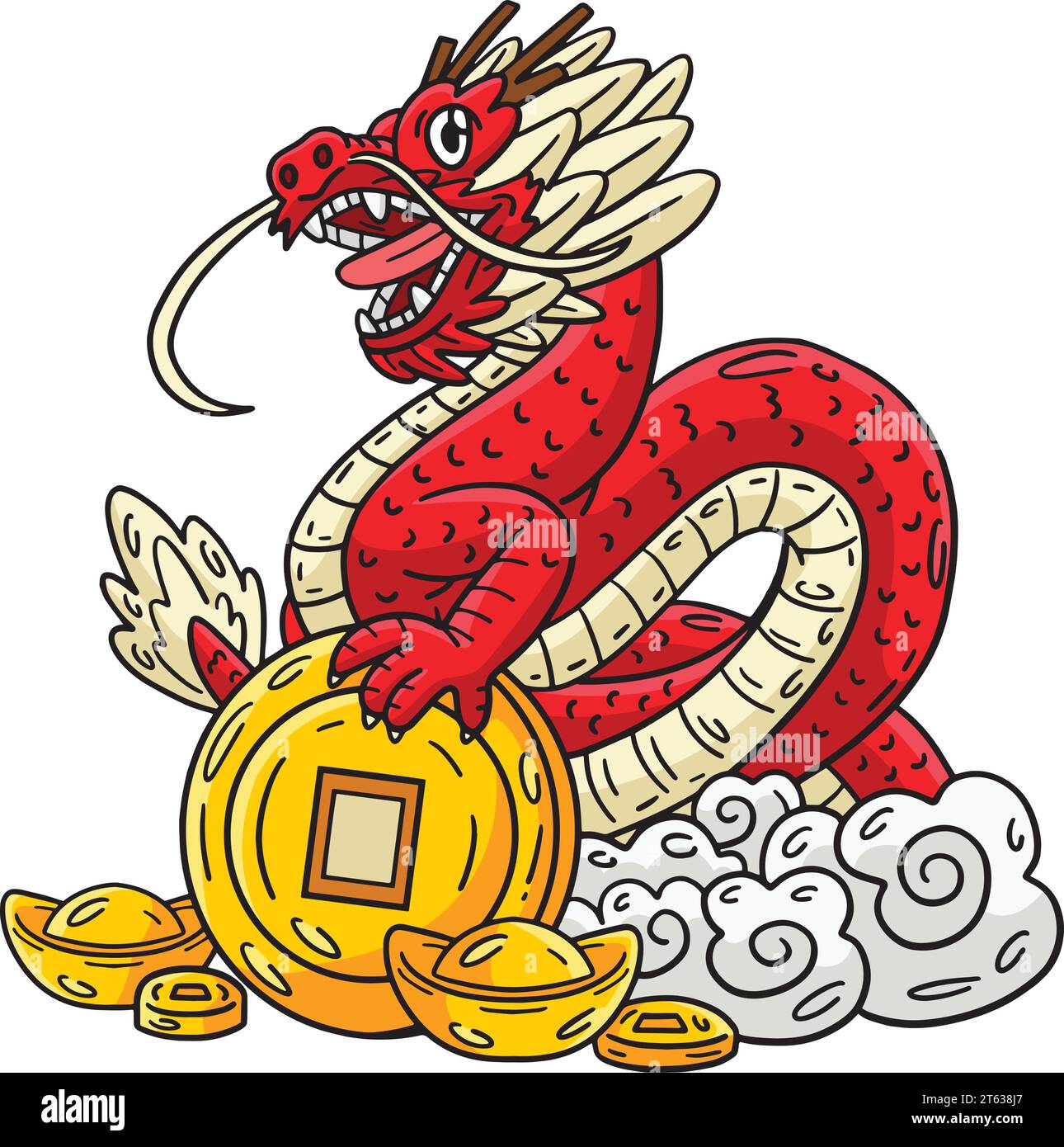 Year of the Dragon Cloud and Coin Base Clipart Stock Vector Image & Art ...