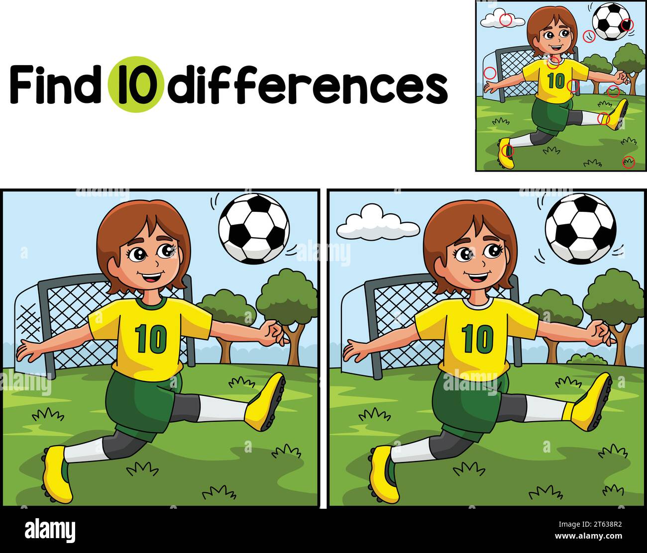 Girl Playing Soccer Find The Differences Stock Vector Image & Art - Alamy
