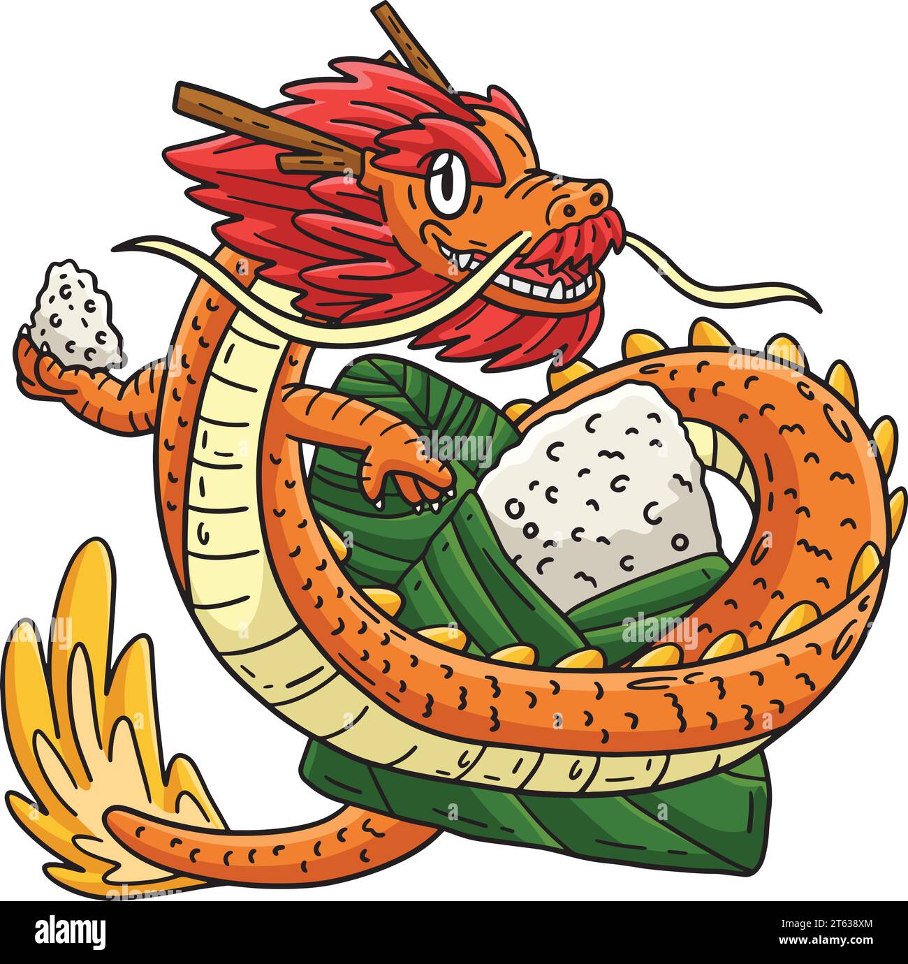 Year of the Dragon and Bamboo Rice Cake Clipart Stock Vector Image ...