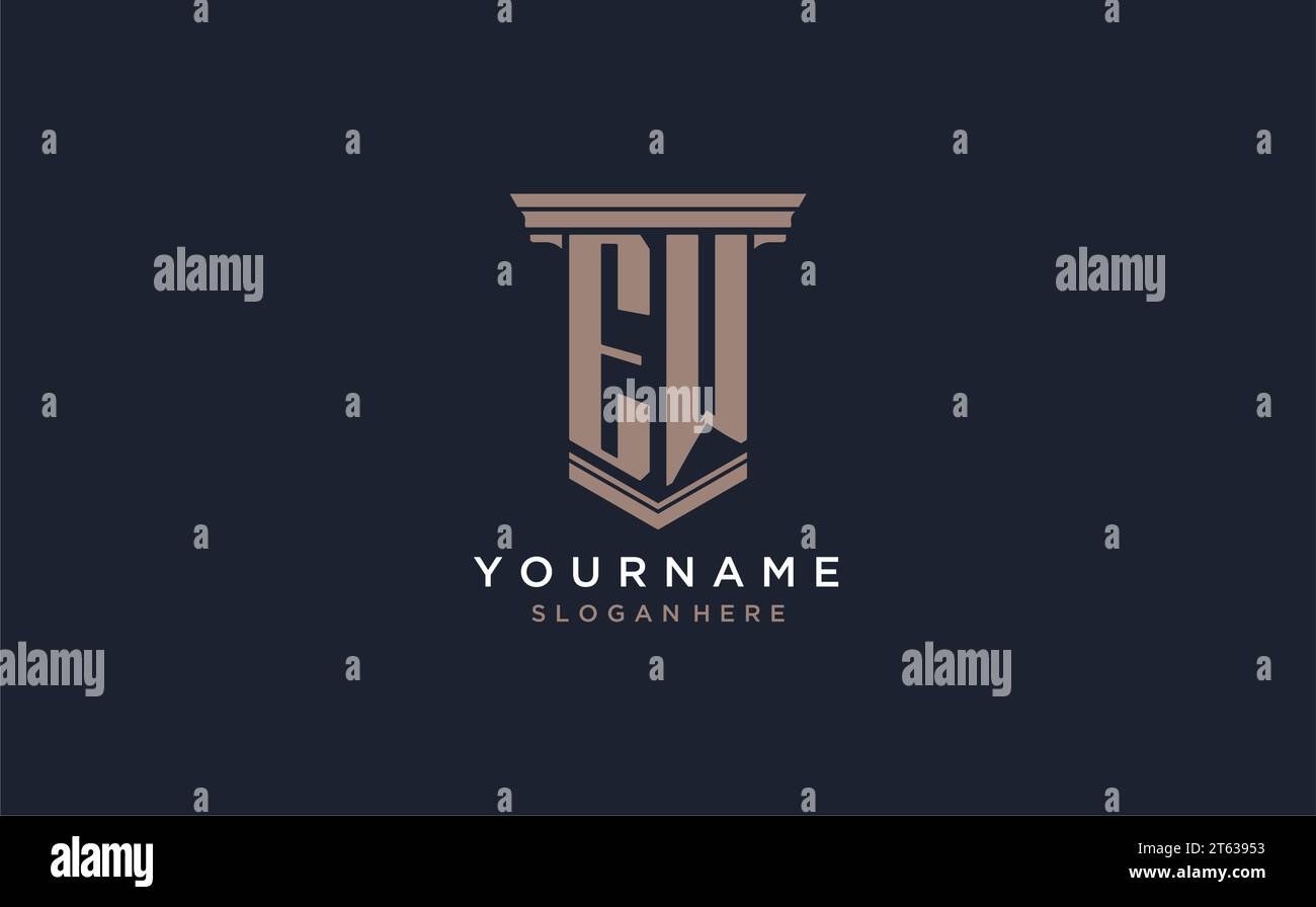 EW initial logo with pillar style, luxury law firm logo design ideas ...
