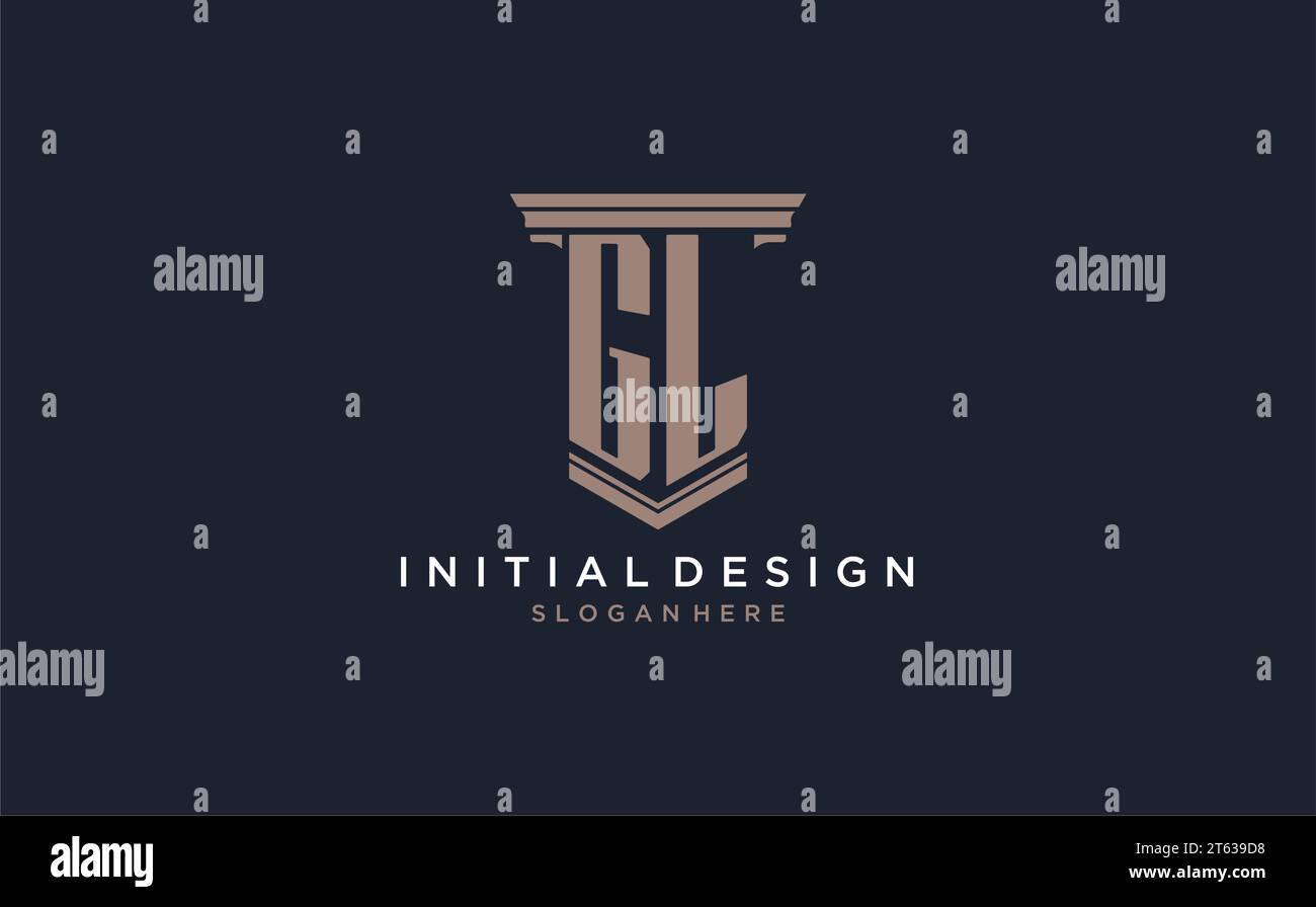GL initial logo with pillar style, luxury law firm logo design ideas ...
