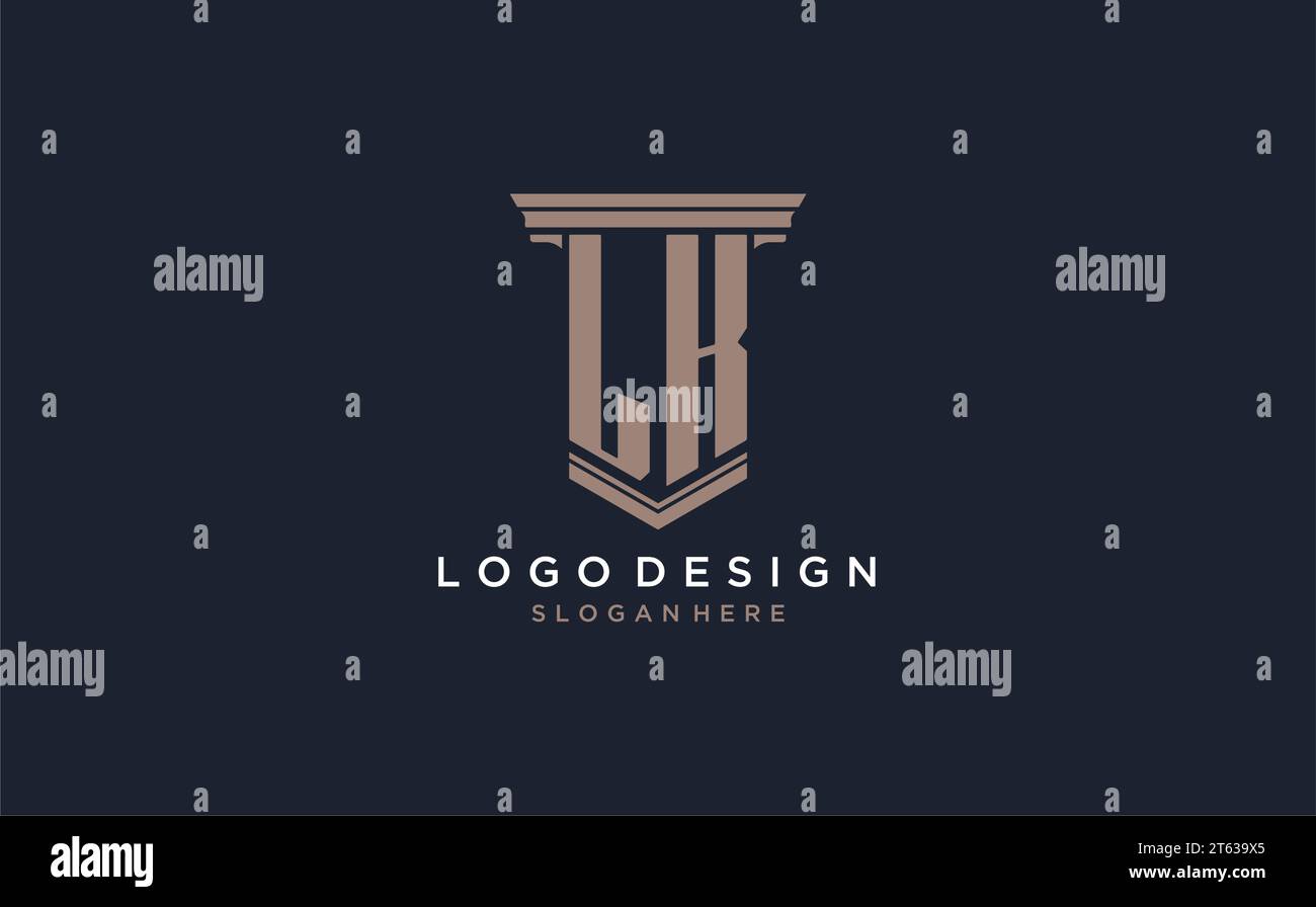 LK initial logo with pillar style, luxury law firm logo design ideas ...