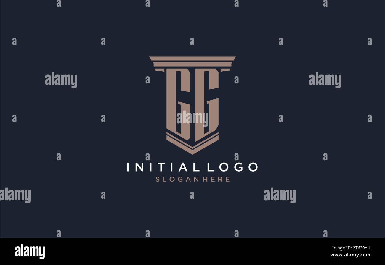 GG initial logo with pillar style, luxury law firm logo design ideas ...