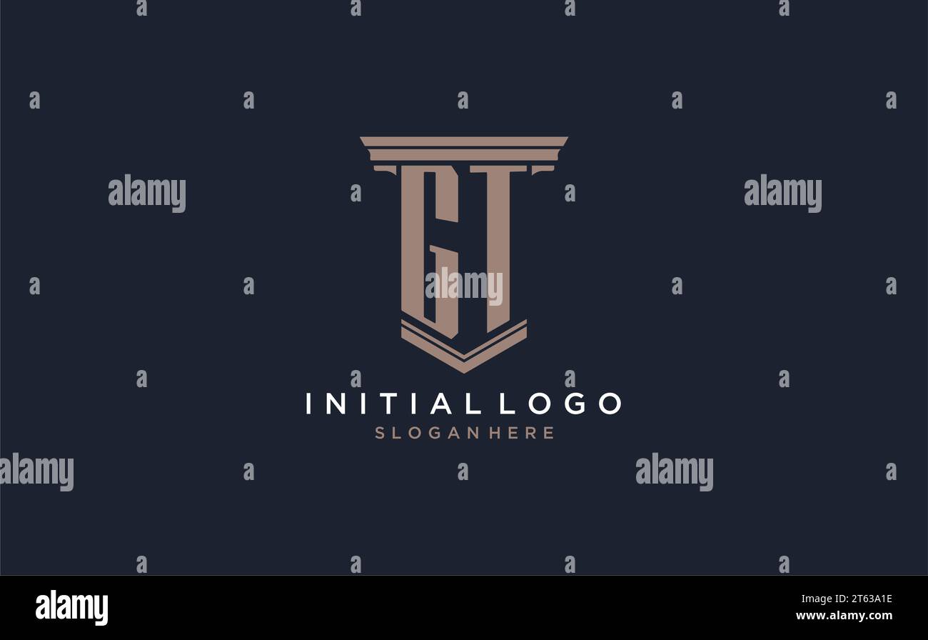 GT initial logo with pillar style, luxury law firm logo design ideas ...