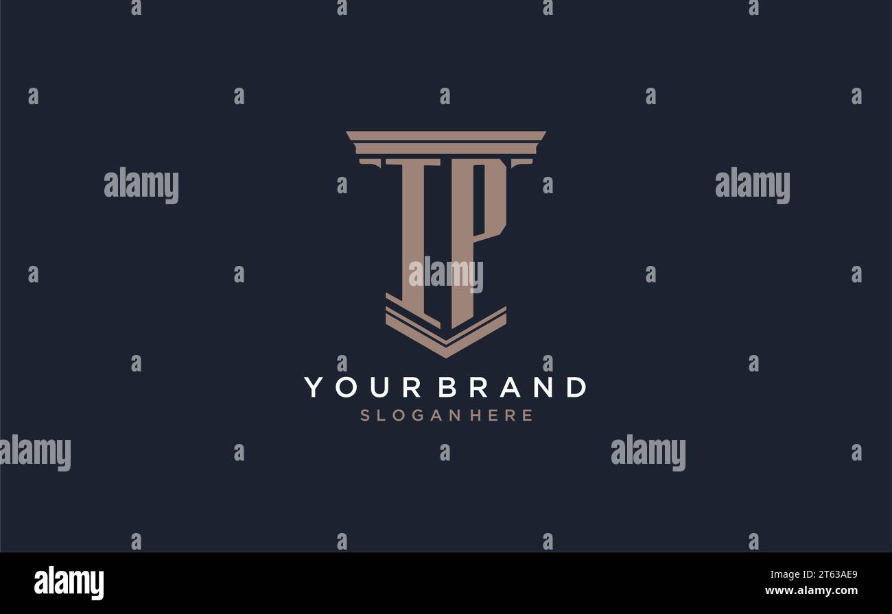 IP initial logo with pillar style, luxury law firm logo design ideas ...