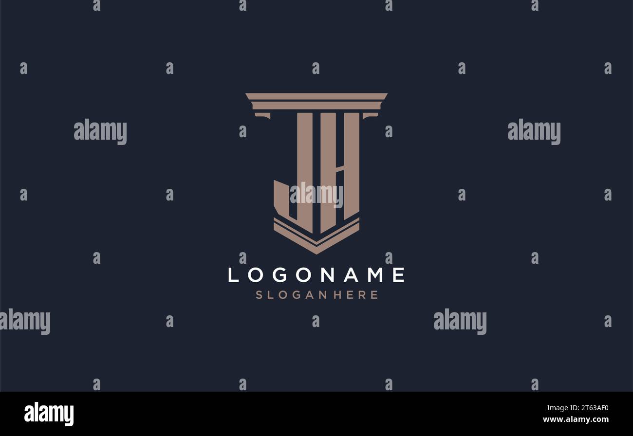 JH initial logo with pillar style, luxury law firm logo design ideas ...