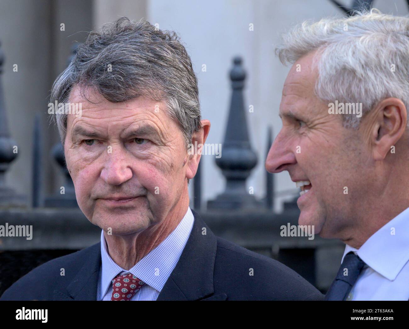 Vice Admiral Tim Lawrence (husband of Princess Anne, Princess Royal) with Mark Austin (Sky News ...