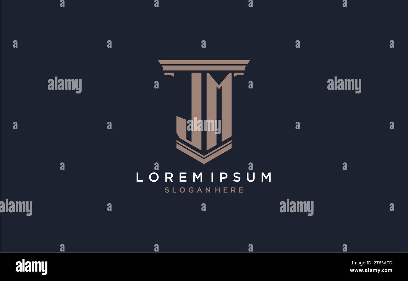 JM initial logo with pillar style, luxury law firm logo design ideas ...