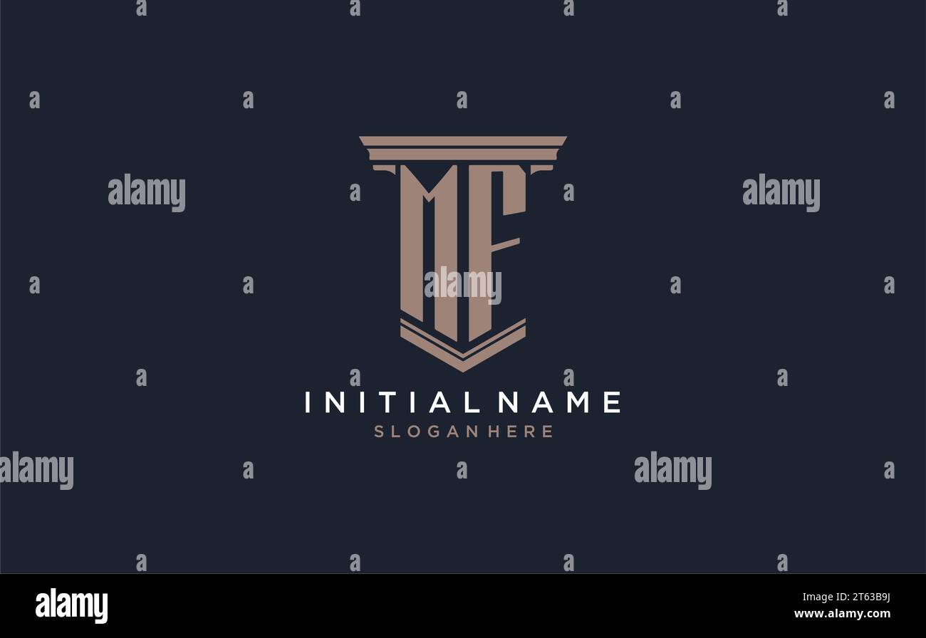 MF initial logo with pillar style, luxury law firm logo design ideas ...