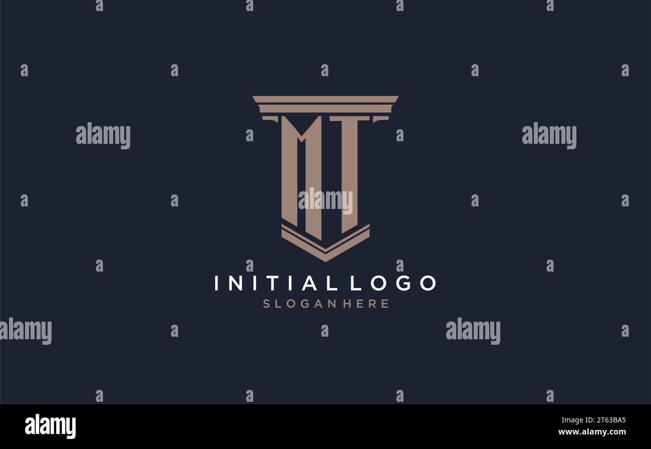 MT initial logo with pillar style, luxury law firm logo design ideas ...