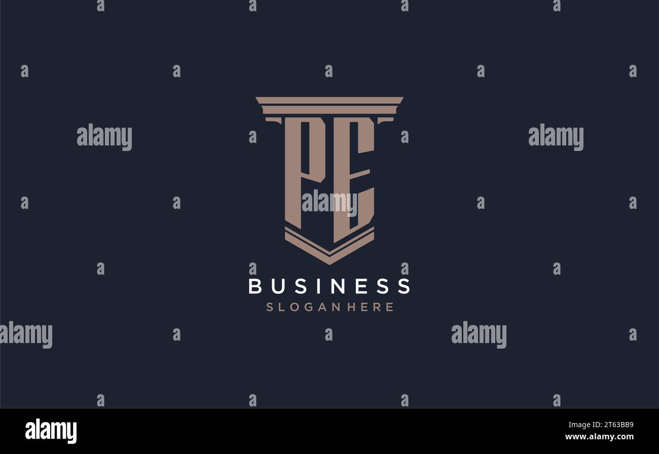 PE initial logo with pillar style, luxury law firm logo design ideas ...