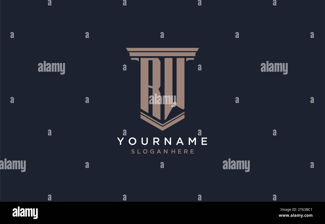 RW initial logo with pillar style, luxury law firm logo design ideas ...