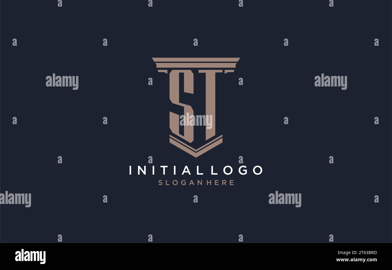 ST initial logo with pillar style, luxury law firm logo design ideas ...
