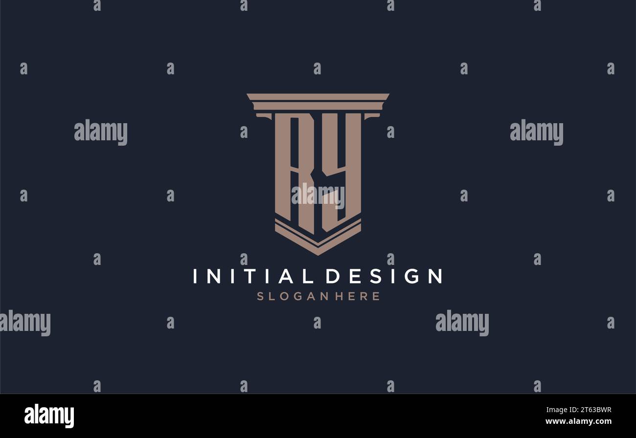 RY initial logo with pillar style, luxury law firm logo design ideas ...
